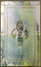 China inlaid glass with clear tempered glass of brass caming 1&quot;thickness supplier