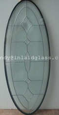 China low price oval decorative glass panel with zinc  caming supplier