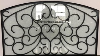 China New Design Wrought Iron Glass door inserts  Of 10*10 MM Black Steel Bar,1&quot;Thickness For Doors supplier