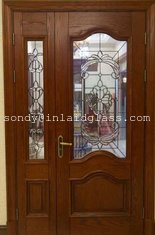China high quantity wooden door decorative  glass with patina caming supplier
