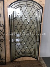 China Arch shape decorative bevel glass for wood doors with  glue chip beveled 1&quot;thickness supplier