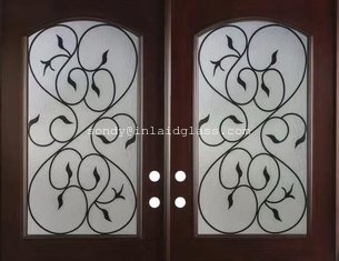China wrought iron glass with 10*10 steel  bar and flemish tempred glass,1&quot; supplier