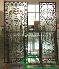 China New designs of decorative beveled glass for wood doors with patina caming 80&quot;*30&quot;,Thickness 1&quot; supplier