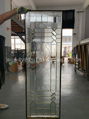 China No welding decorative beveled glass panel with brass caming for door inserts 1&quot; thickness supplier