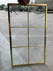 China No welding single decorative glass panel inserts  for cabinet door 1MM edge thikcness with brass caming supplier