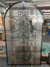 China Special shape Decorative Beveled Door Glass  With Grey And Zinc Caming For U.S Clients supplier